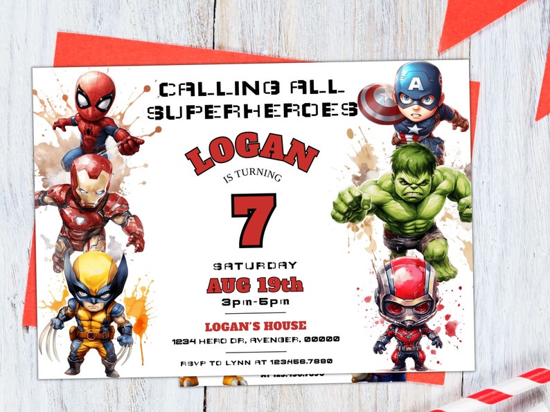 Superhero Birthday Invitation Template Avengers Invitation - Etsy
