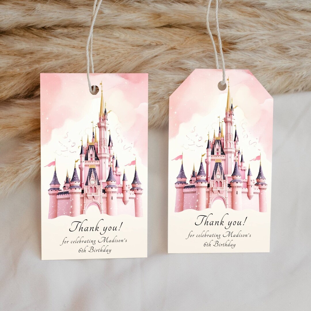 Princess Birthday Thank You Tag, Girls Birthday Party, Editable Thank ...