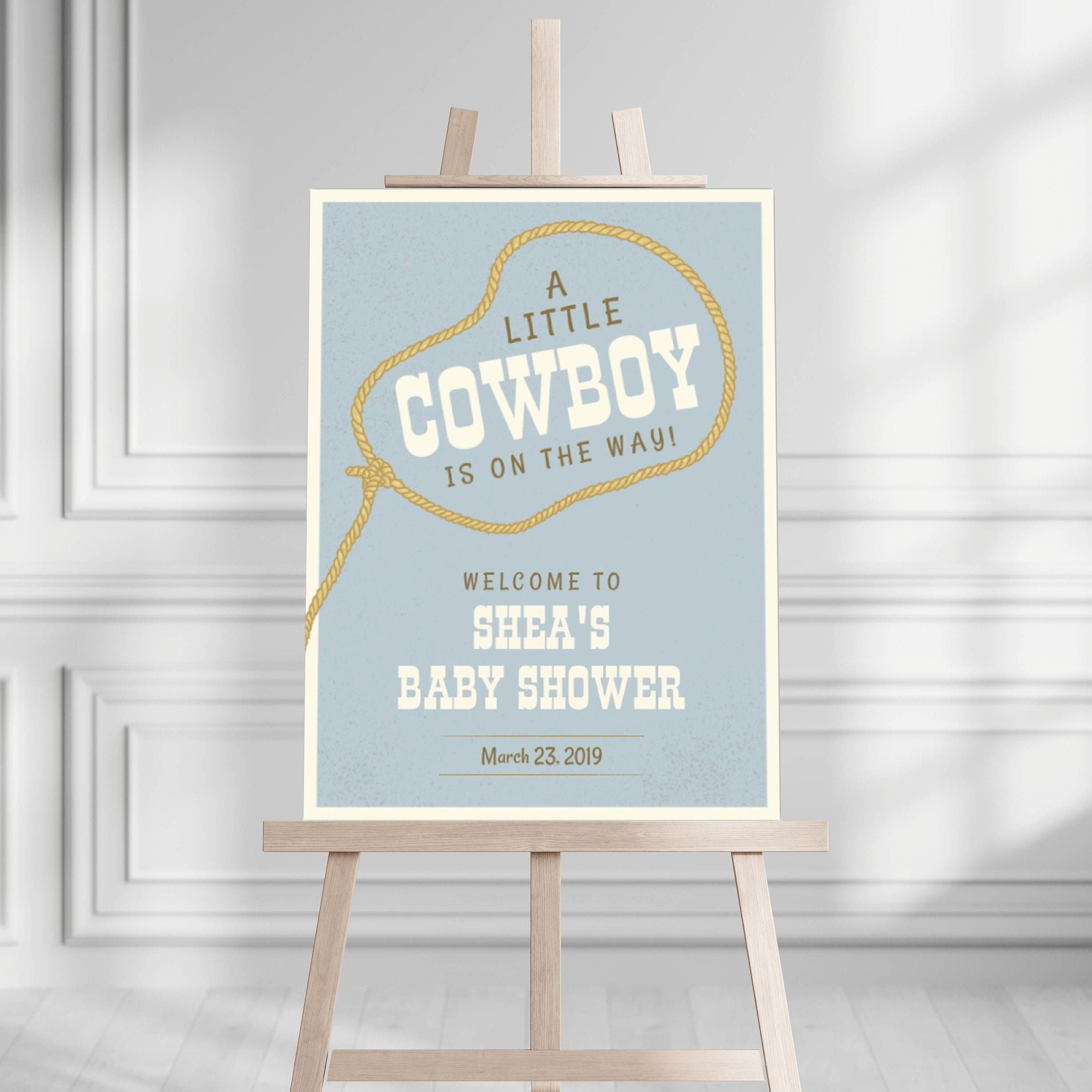 Printed Cowboy Baby Shower Welcome Sign, Western Baby Shower Welcome ...