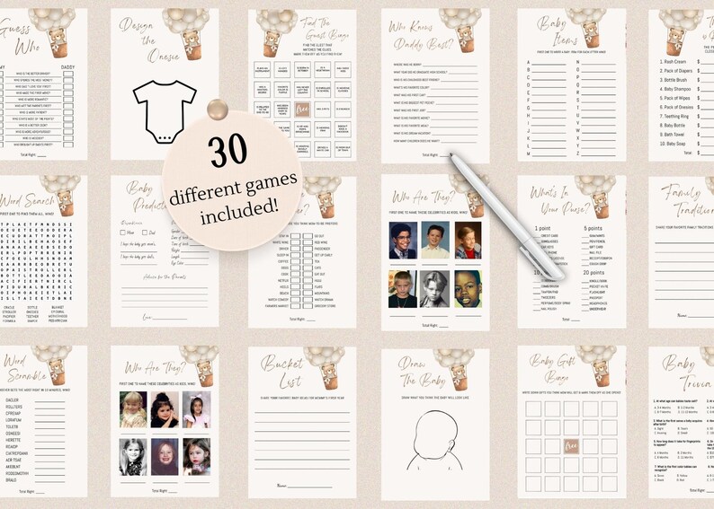 Gender Neutral Baby Shower Games Printable Baby Shower Game - Etsy