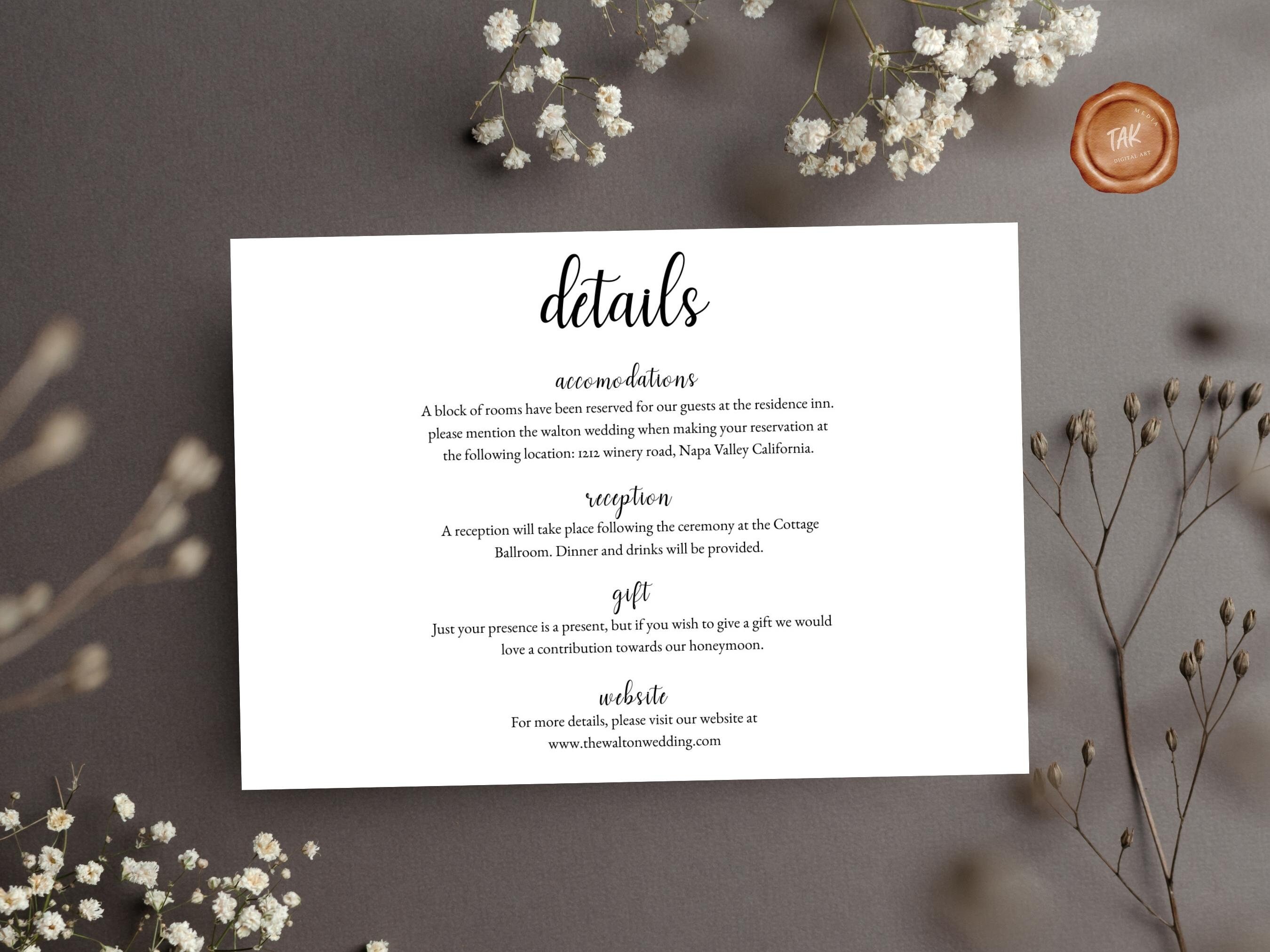 Minimalist Wedding Invitation Bundle, Wedding RSVP, Wedding Details ...