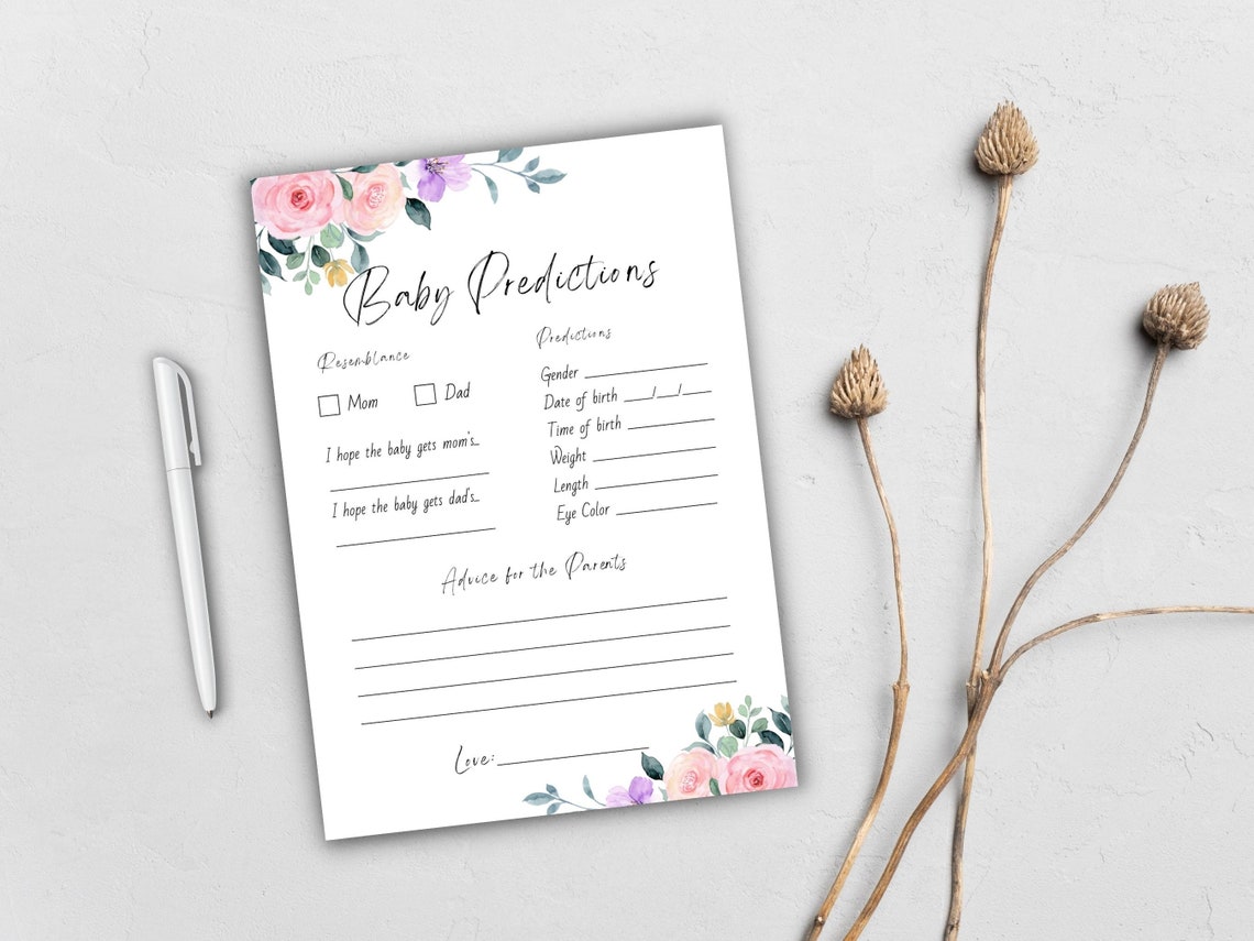Baby Shower Games Watercolor Flowers Printable Baby Shower - Etsy