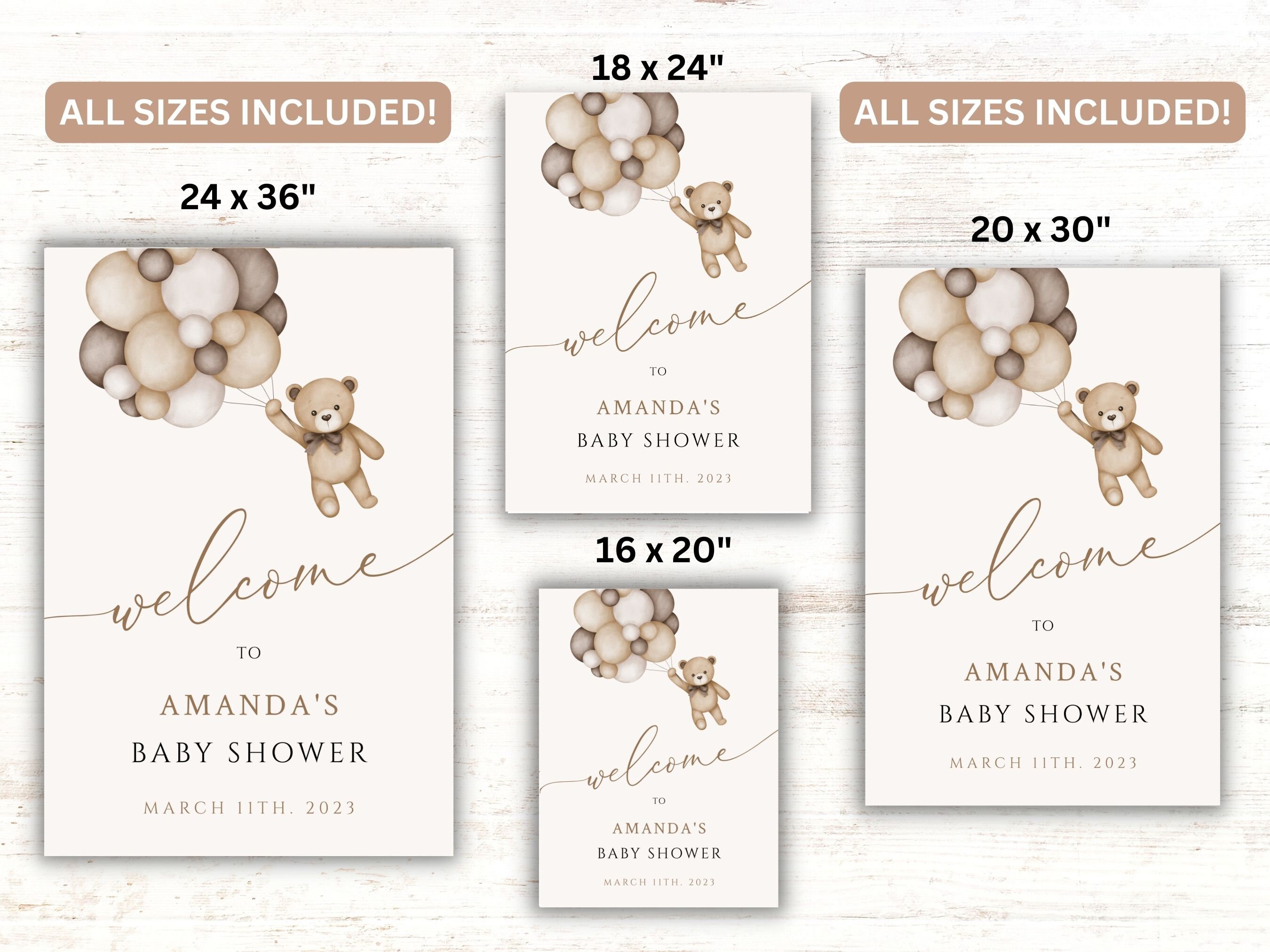 Bear Baby Balloons Shower Gender Neutral Welcome Sign - Etsy