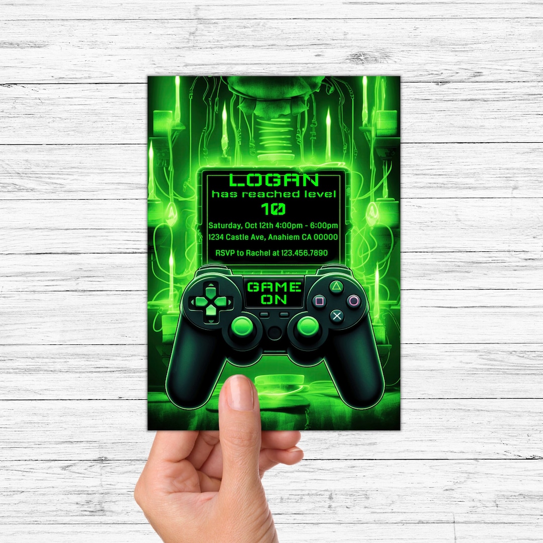 Video Game Birthday Invitation Template, Playstation Invitation, Gamer ...