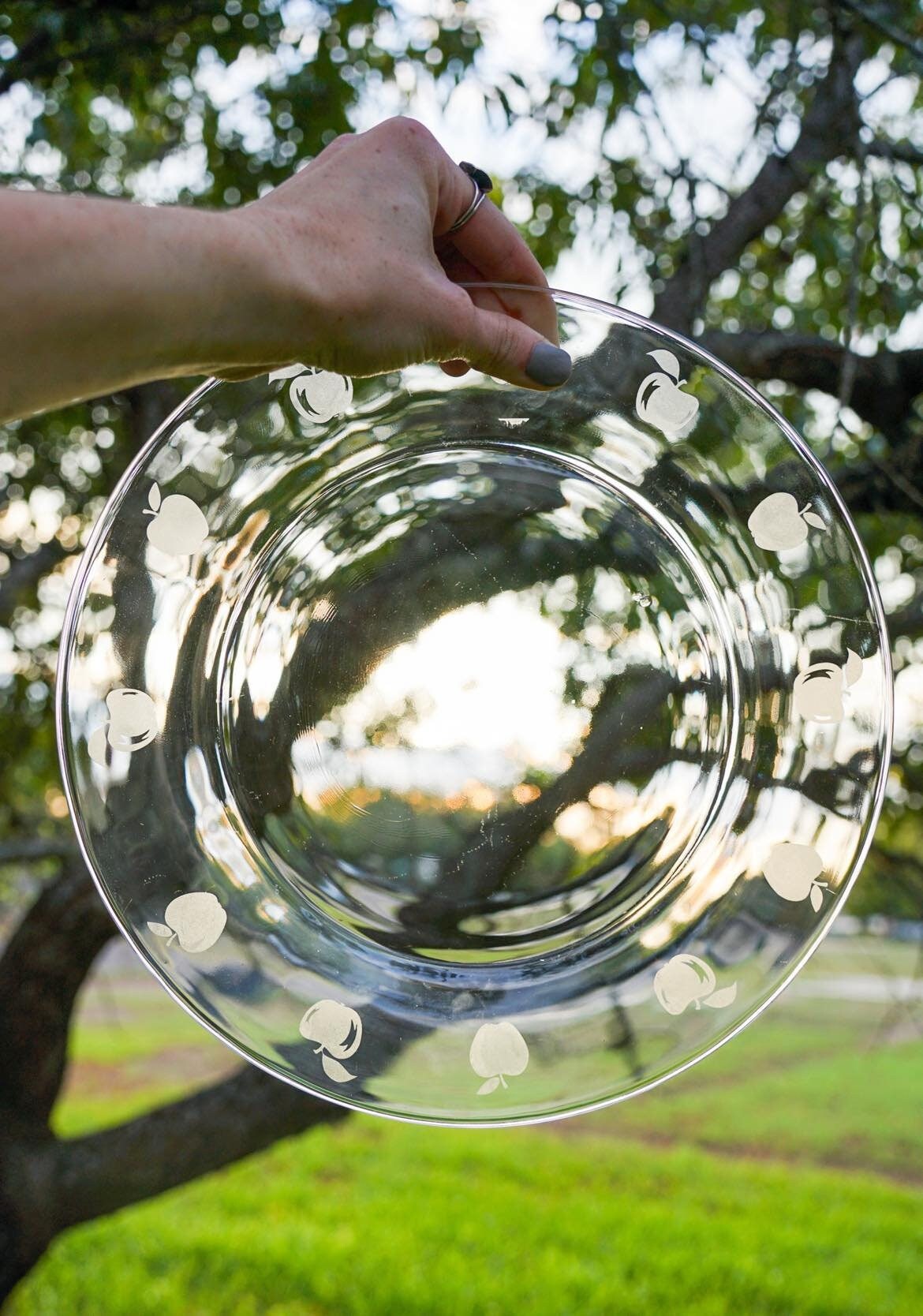 Etched Apple Glass Plate Fall Cottage Core Autumn Dishware Reusable - Etsy