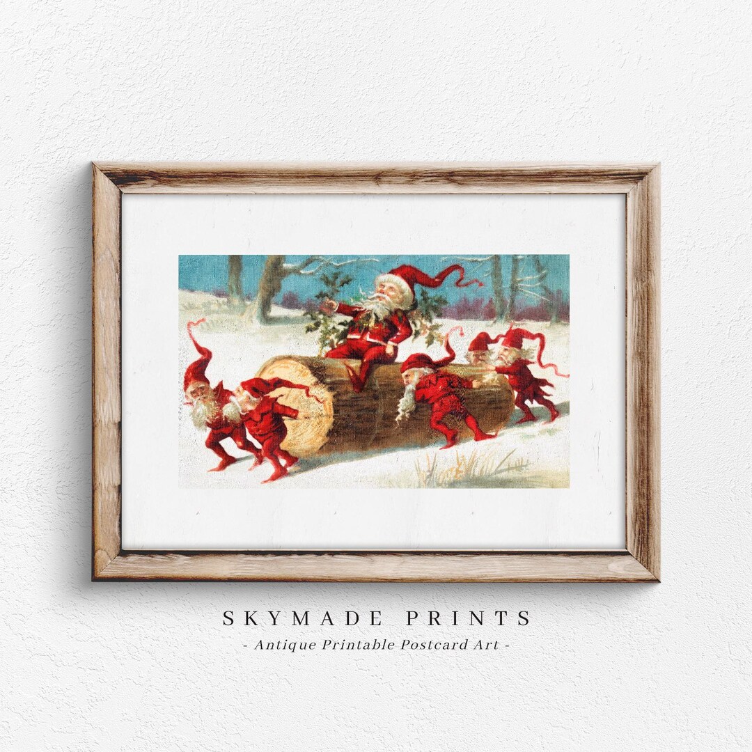 Vintage Christmas Elves Art Print | Retro Holiday Wall Decor (digital ...