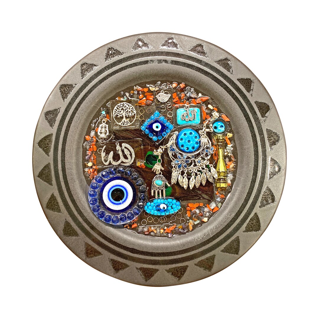 Iraqi Decorative Plate Allah Islamic Art on Porcelain Plate With Floral ...