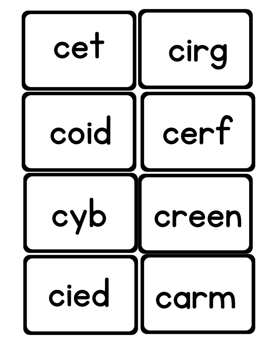 Hard and Soft C Nonsense Words Flashcards - Etsy