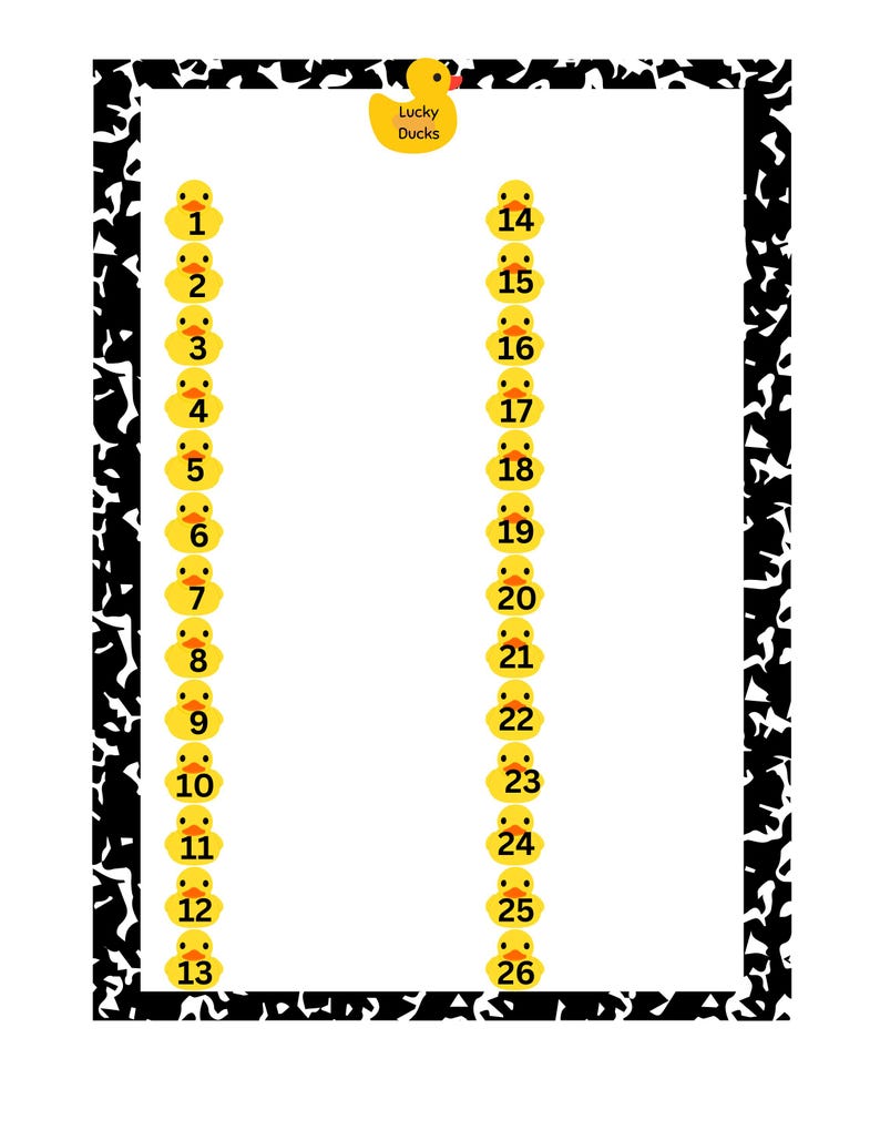 Lucky Duck Number Chart for Student Participation - Etsy