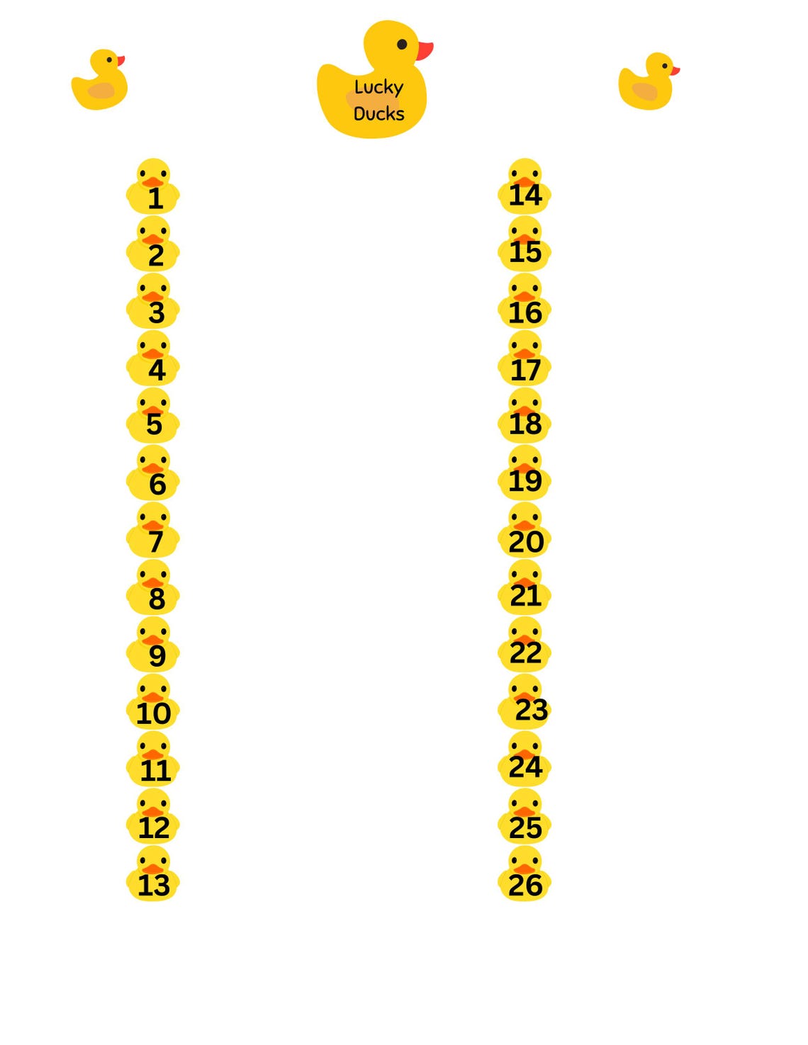 Lucky Duck Number Chart for Student Participation - Etsy
