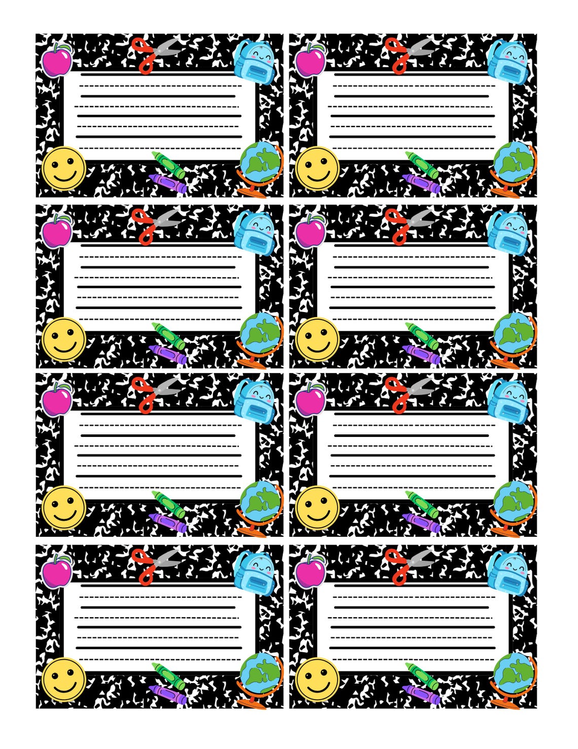 Printable Composition Style Labels for Lockers, Bins, and Classroom - Etsy