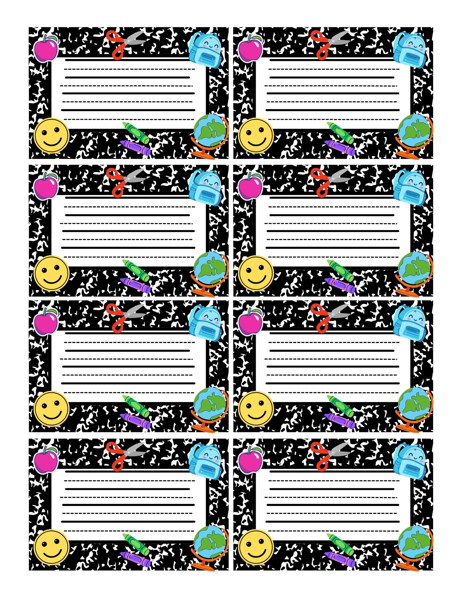 Printable Composition Style Labels for Lockers, Bins, and Classroom - Etsy