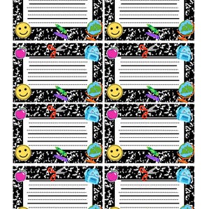 Printable Composition Style Labels for Lockers, Bins, and Classroom - Etsy