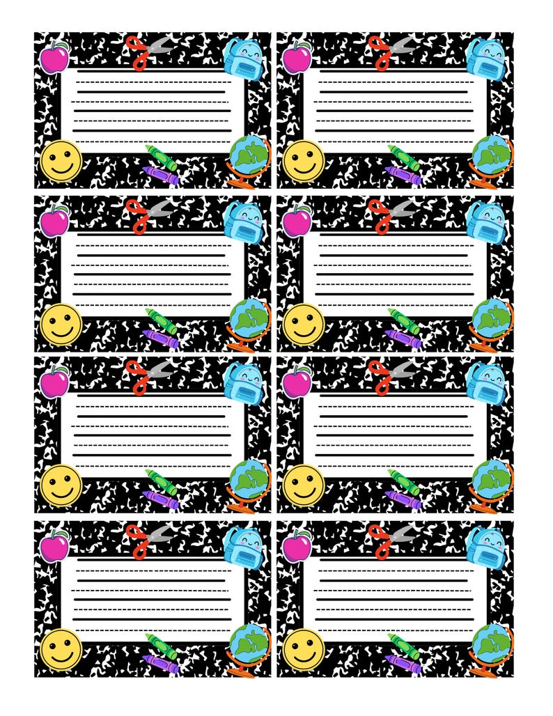 Printable Composition Style Labels for Lockers, Bins, and Classroom - Etsy