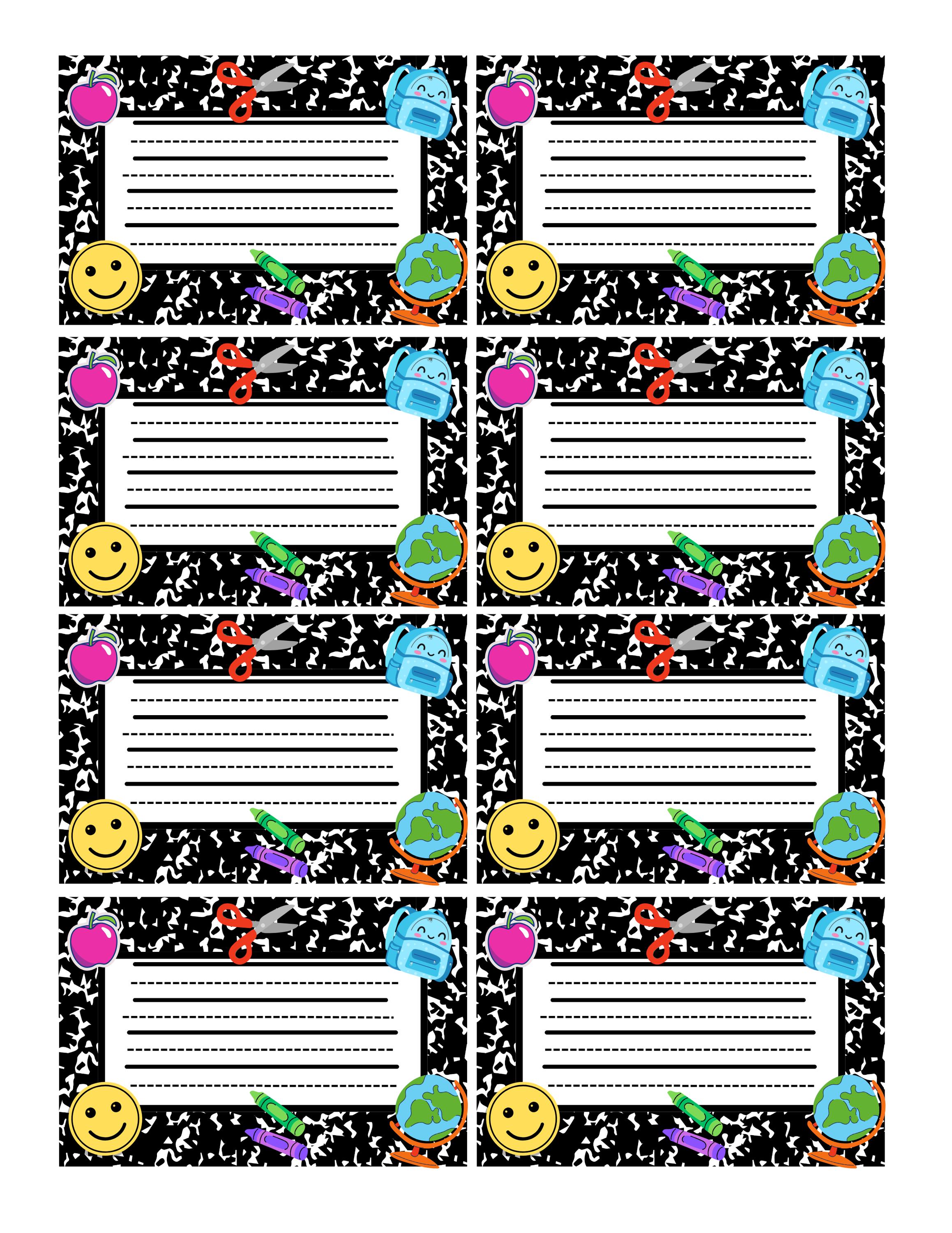 Printable Composition Style Labels for Lockers, Bins, and Classroom - Etsy