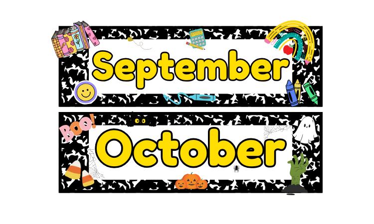 Printable Composition Notebook Style Calendar Pieces for Pocket Chart ...