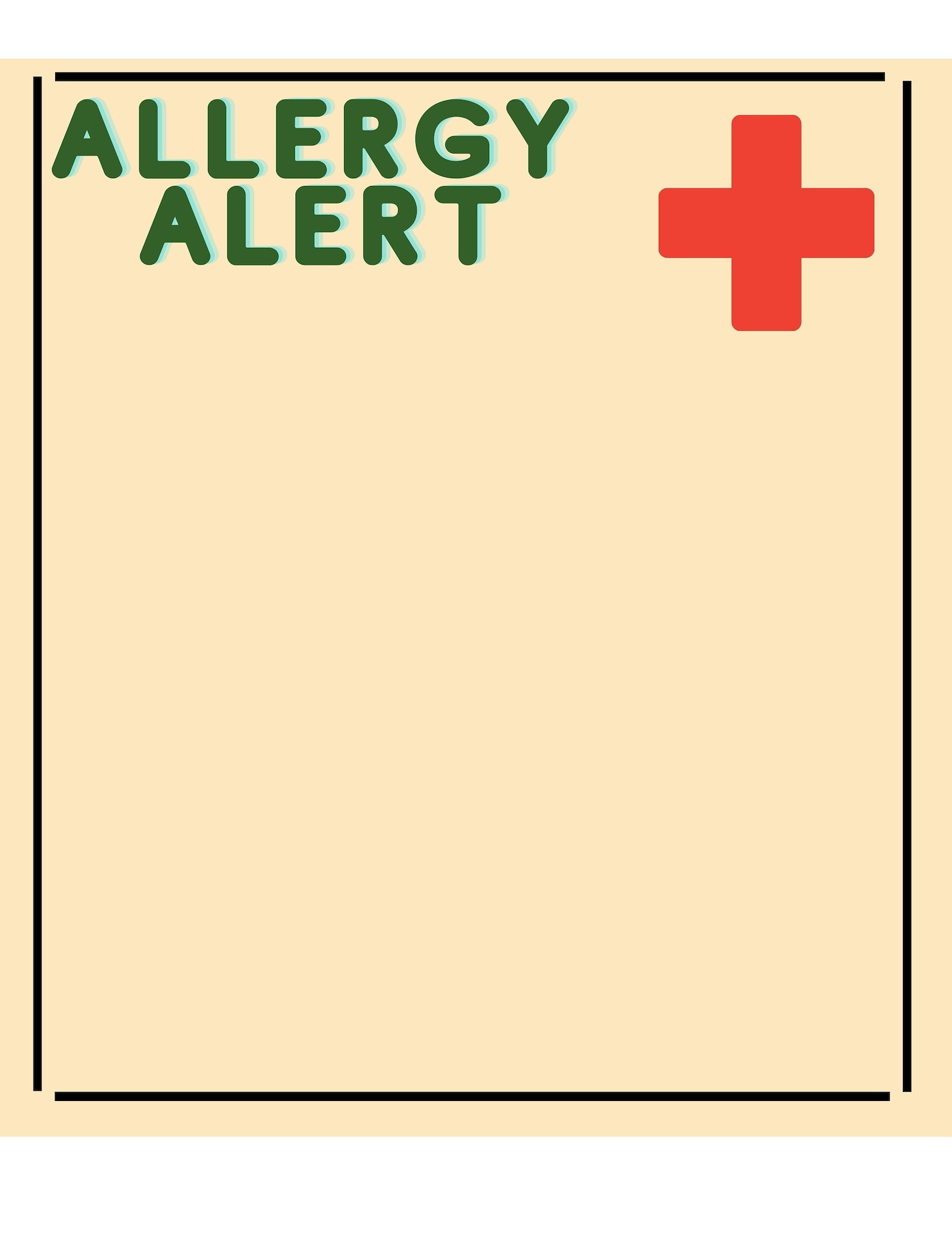 Classroom Forms Allergy Alert Important Teacher Sign Poster Students ...