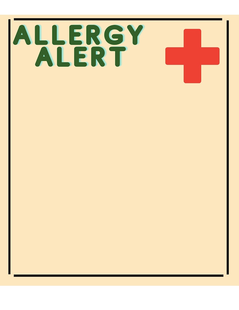Classroom Forms Allergy Alert Important Teacher Sign Poster Students ...