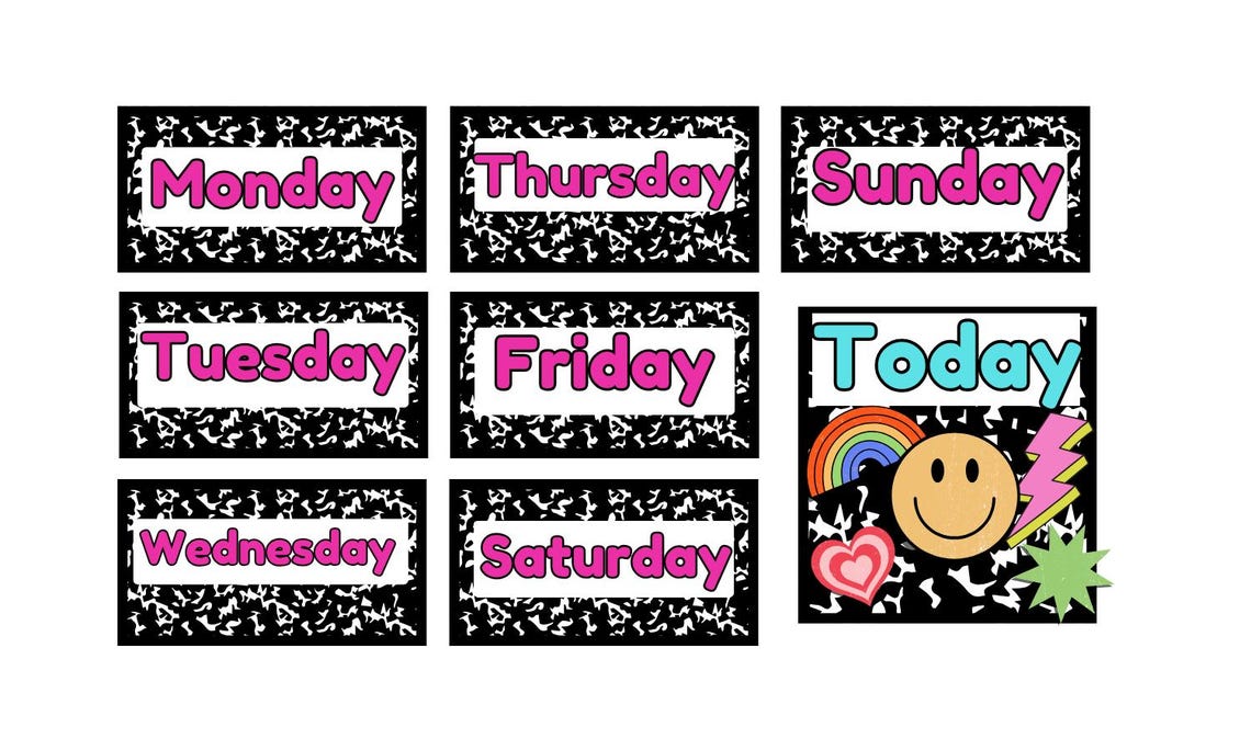 Printable Composition Notebook Calendar Pieces for Pocket Chart - Etsy