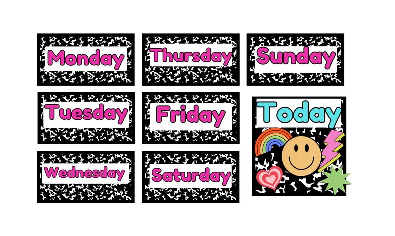 Printable Composition Notebook Calendar Pieces for Pocket Chart - Etsy