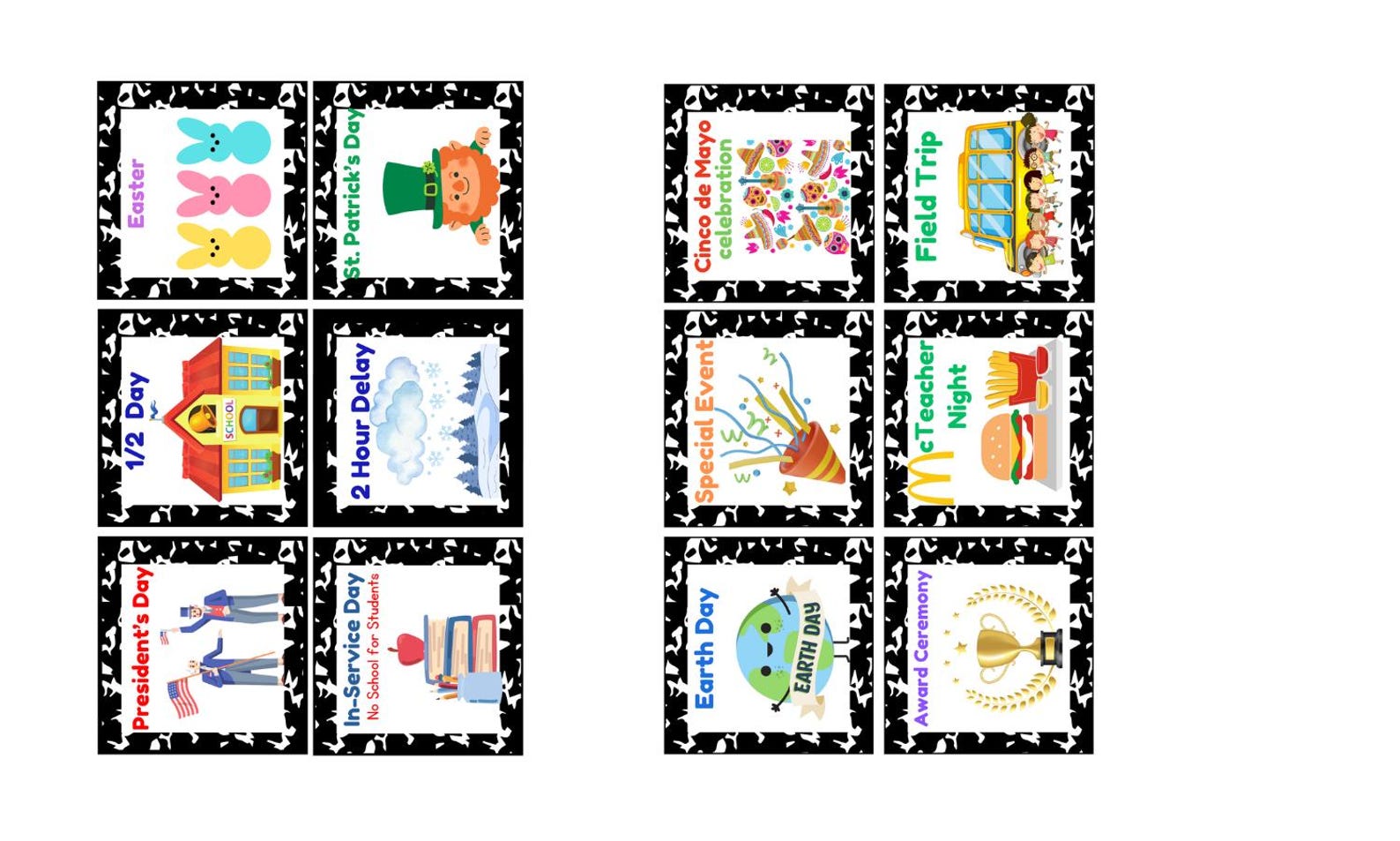 Printable Composition Notebook Calendar Pieces for Pocket Chart - Etsy