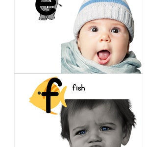 Alphabet Flashcards With Baby Faces-abc Learning Cards for Toddlers and ...
