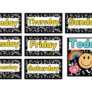 Printable Composition Notebook Style Calendar Pieces for Pocket Chart ...