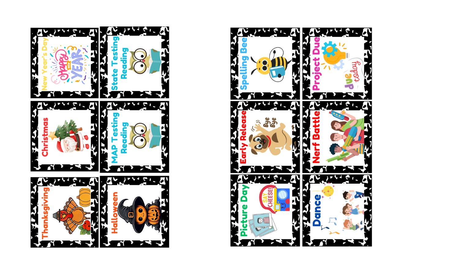 Printable Composition Notebook Style Calendar Pieces for Pocket Chart ...