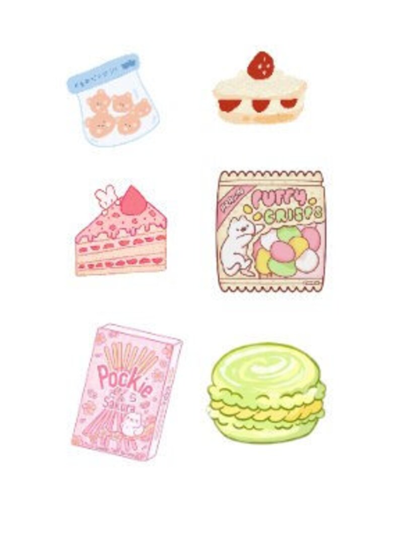 Pastel Food Sticker Set - Etsy