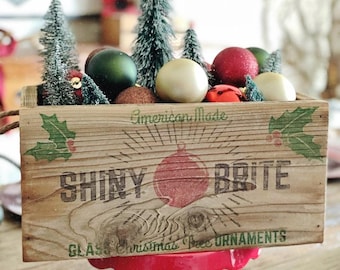 Shiny Brite Crate, Vintage Inspired Shiny Brite Crate, Christmas Gift ...