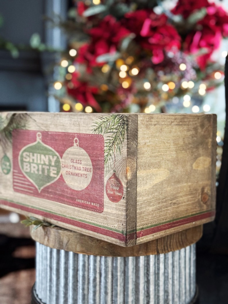 Shiny Brite Crate, Vintage Inspired Shiny Brite Crate, Christmas Gift ...