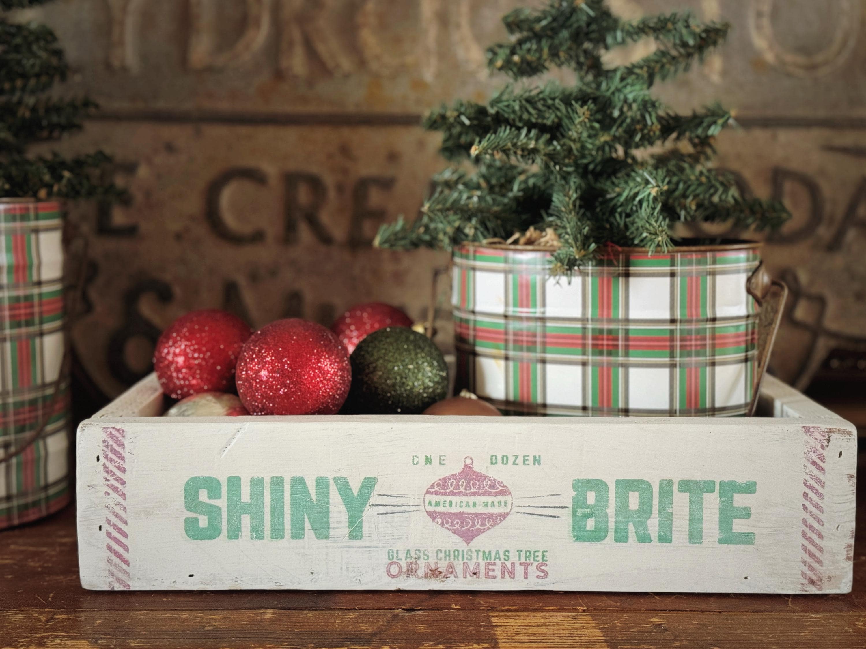 Shiny Brite Crate, Vintage Inspired Shiny Brite Crate, Christmas Gift ...