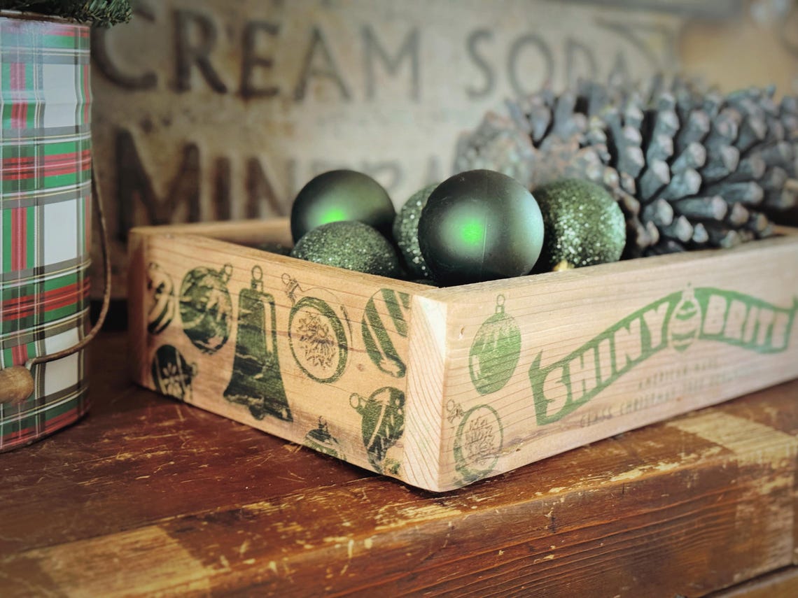 Shiny Brite Crate, Vintage Inspired Shiny Brite Crate, Christmas Gift ...