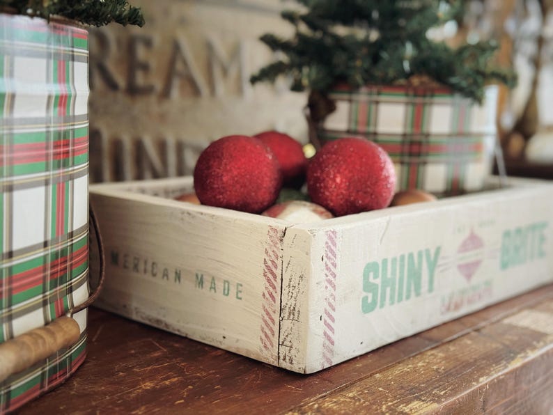 Shiny Brite Crate, Vintage Inspired Shiny Brite Crate, Christmas Gift ...