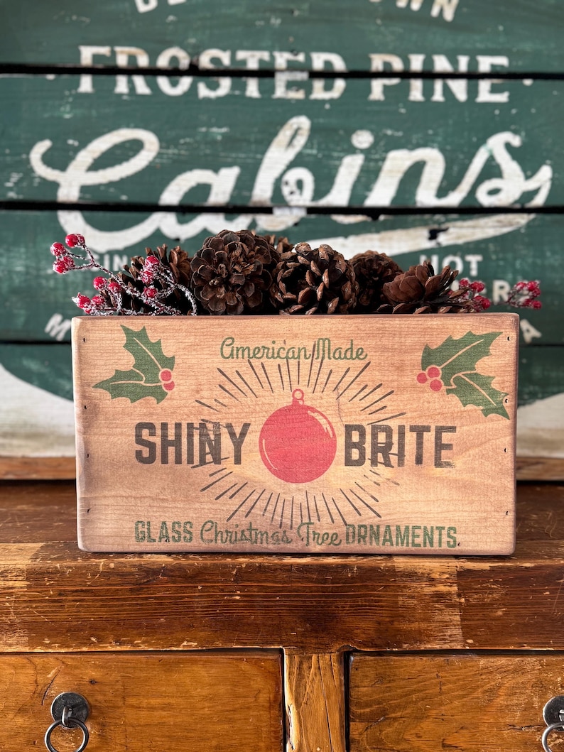 Shiny Brite Crate, Vintage Inspired Shiny Brite Crate, Christmas Gift ...