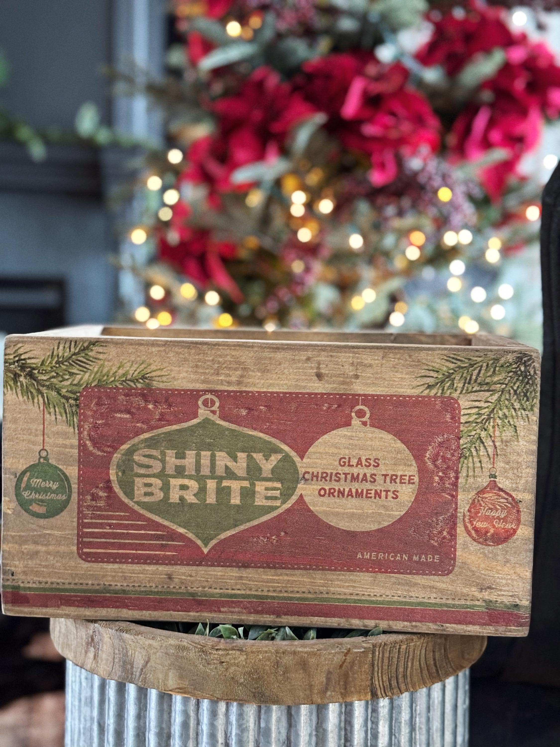 Shiny Brite Crate, Vintage Inspired Shiny Brite Crate, Christmas Gift ...