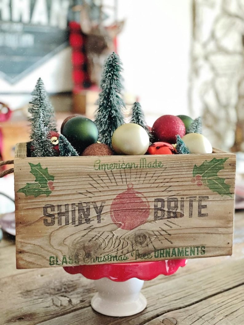 Shiny Brite Crate, Vintage Inspired Shiny Brite Crate, Christmas Gift ...