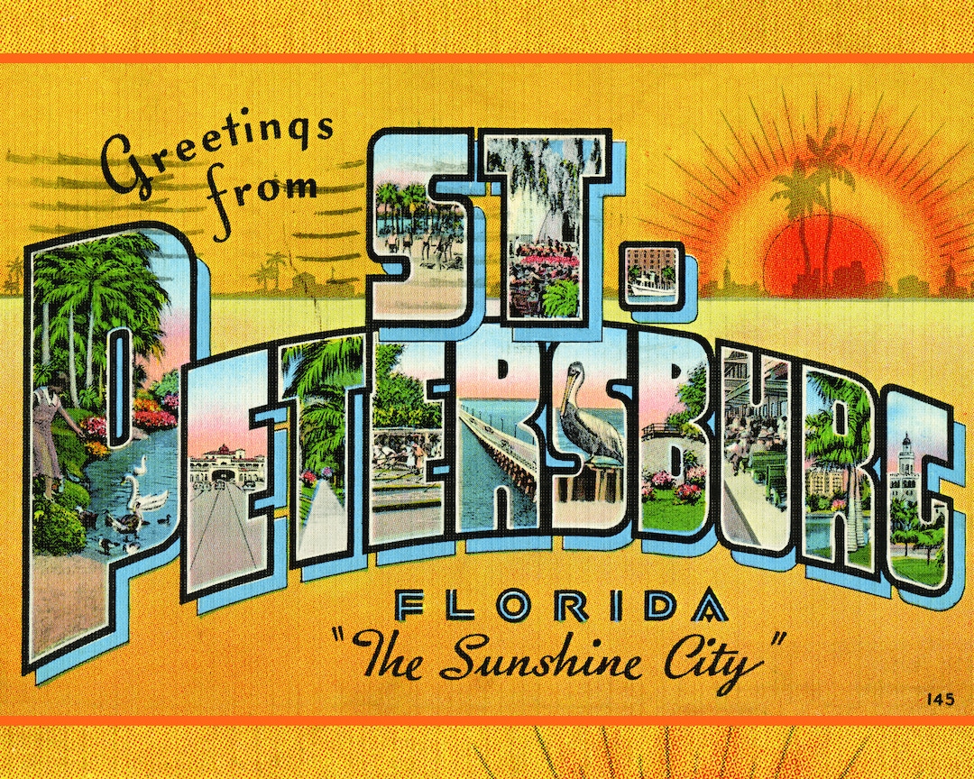 St. Petersburg Florida Vintage Postcard Art Print (digital Download) - Etsy