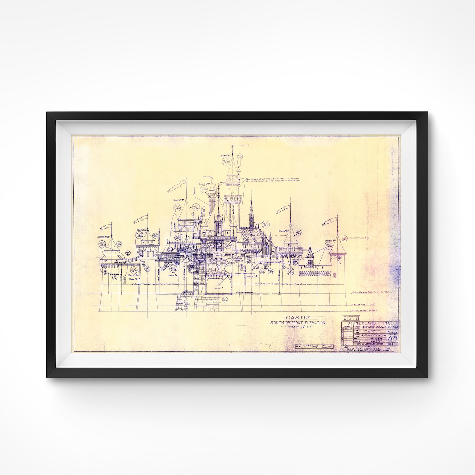 Disneyland Castle Blueprint Poster: 1955 Vintage Theme Park Art - Etsy