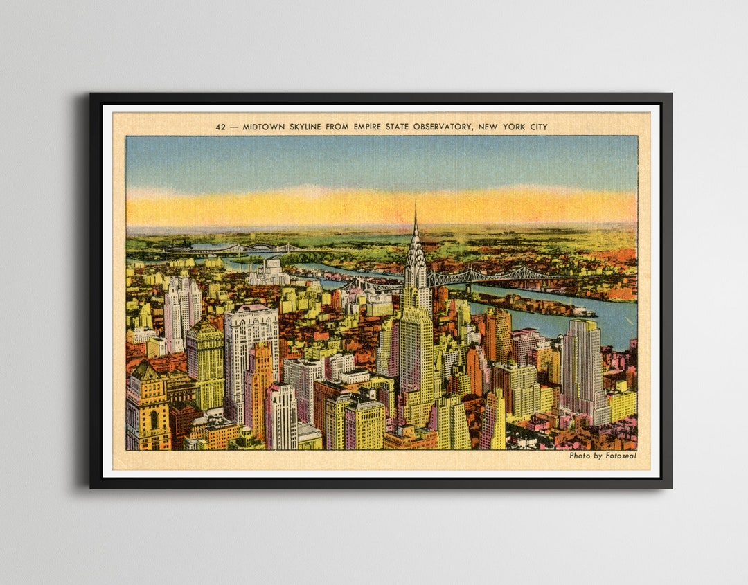 New York City Skyline Postcard POSTER! - up to 24" X 36" - Vintage ...