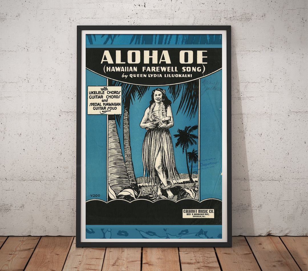 Aloha Oe Music Poster - Hawaiian - Hawaii - Hula - Etsy