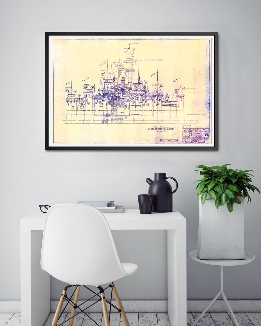 Disneyland Castle Blueprint Poster: 1955 Vintage Theme Park Art - Etsy