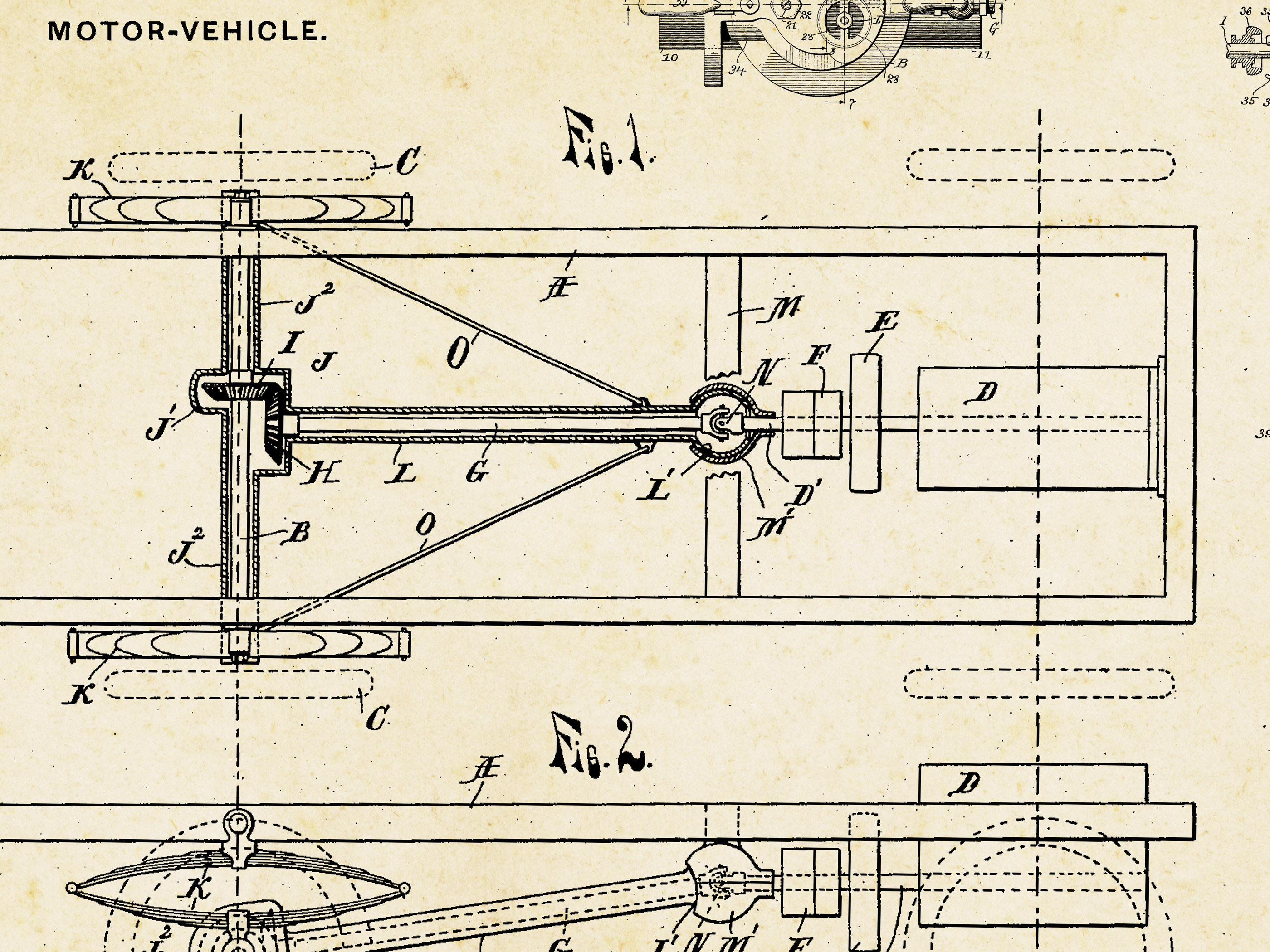 Ford Model T Patent Art Poster: Automobilia Blueprint, Engine Diagram ...