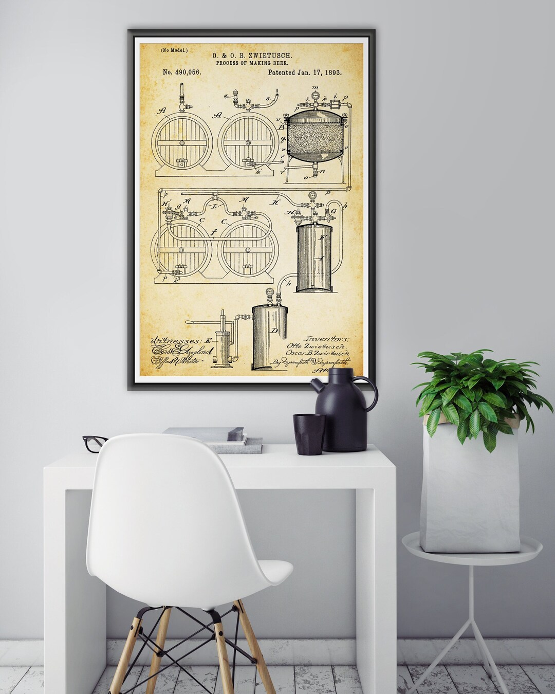 1893 Beer Brewing Patent Art Print: Vintage Brewery Poster - Etsy