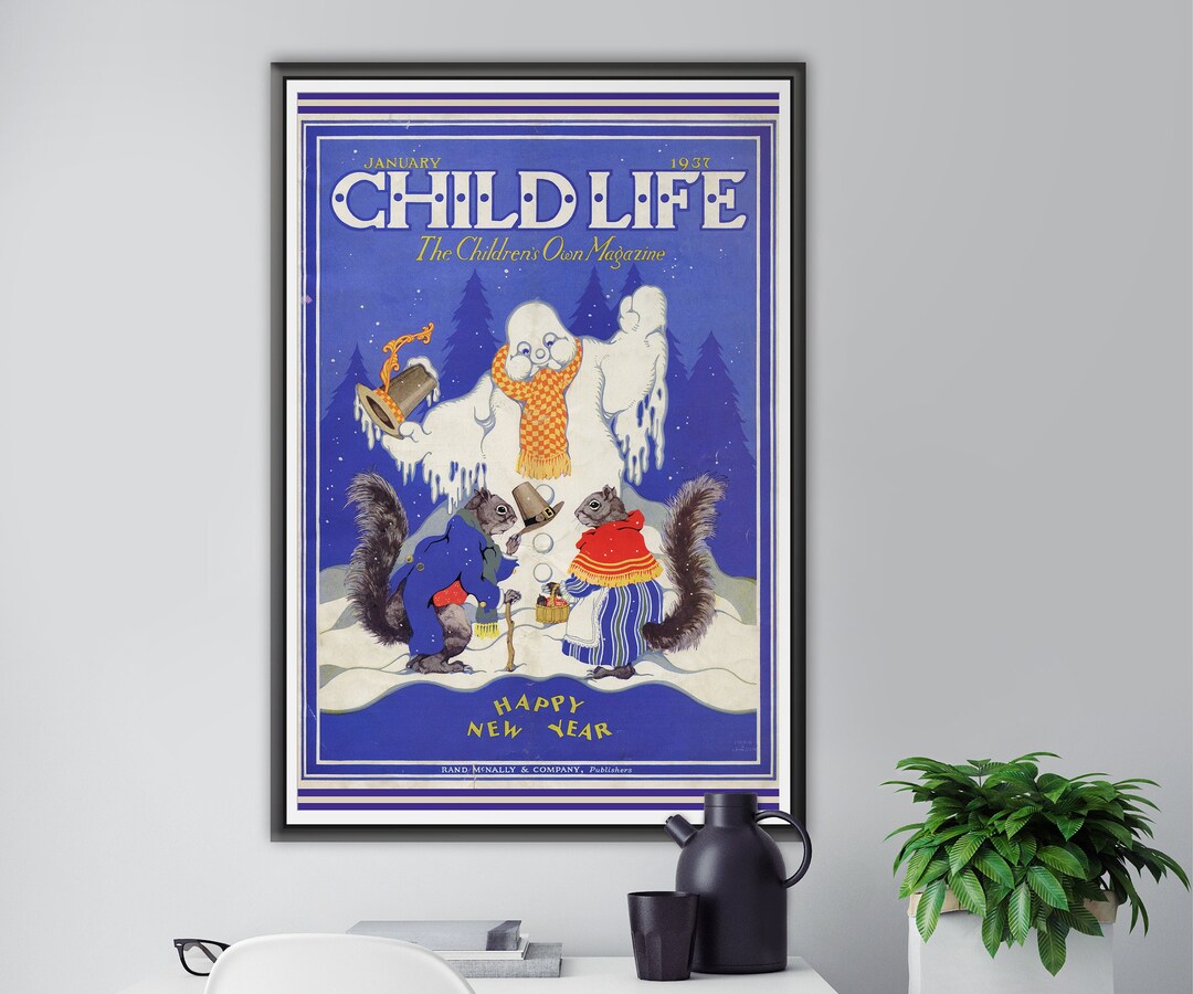 Vintage Child Life Magazine Poster: Frosty the Snowman, Squirrels - Etsy