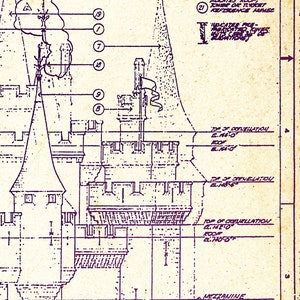 Vintage 1969 Disney World Castle Blueprint Poster - Etsy