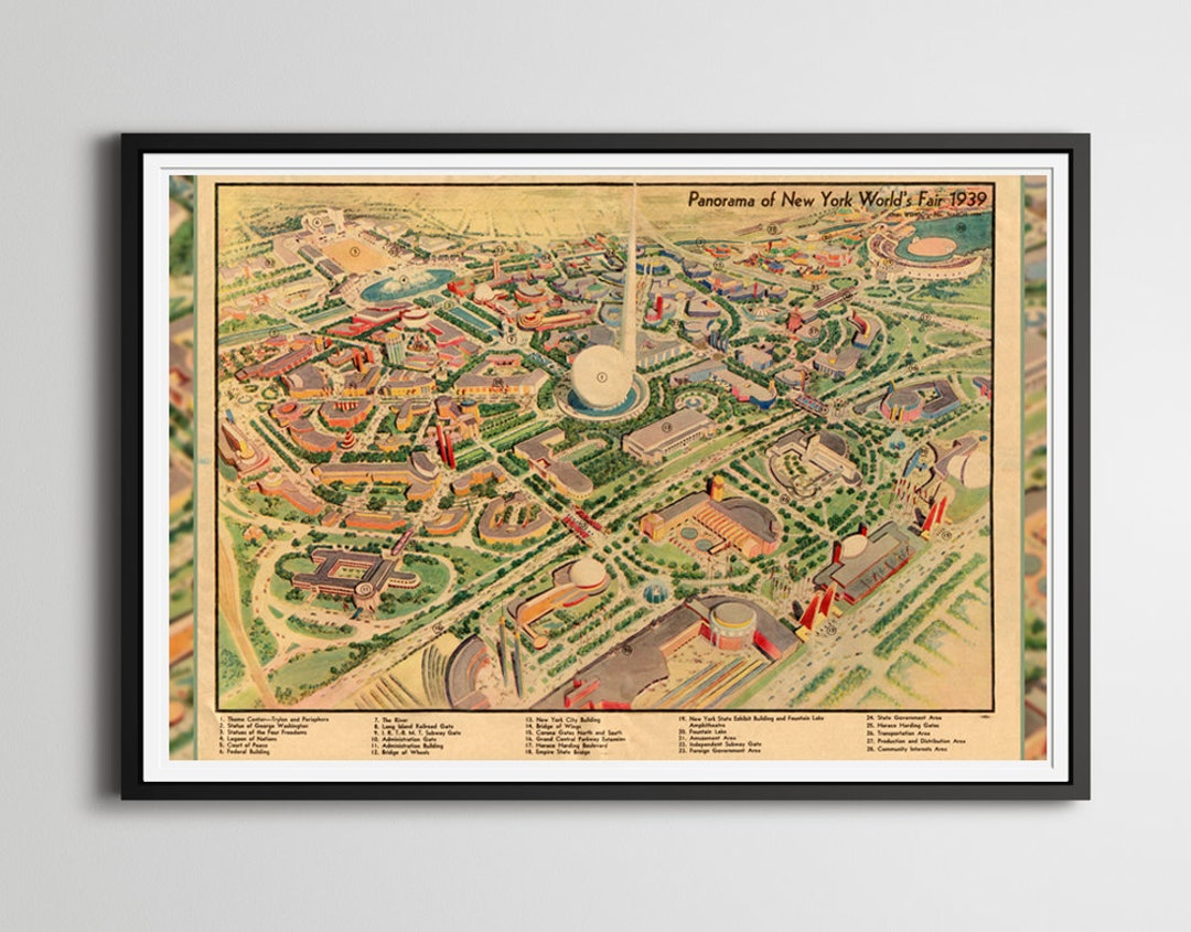 1939 NY World's Fair Map Poster: Vintage Queens Museum Art - Etsy