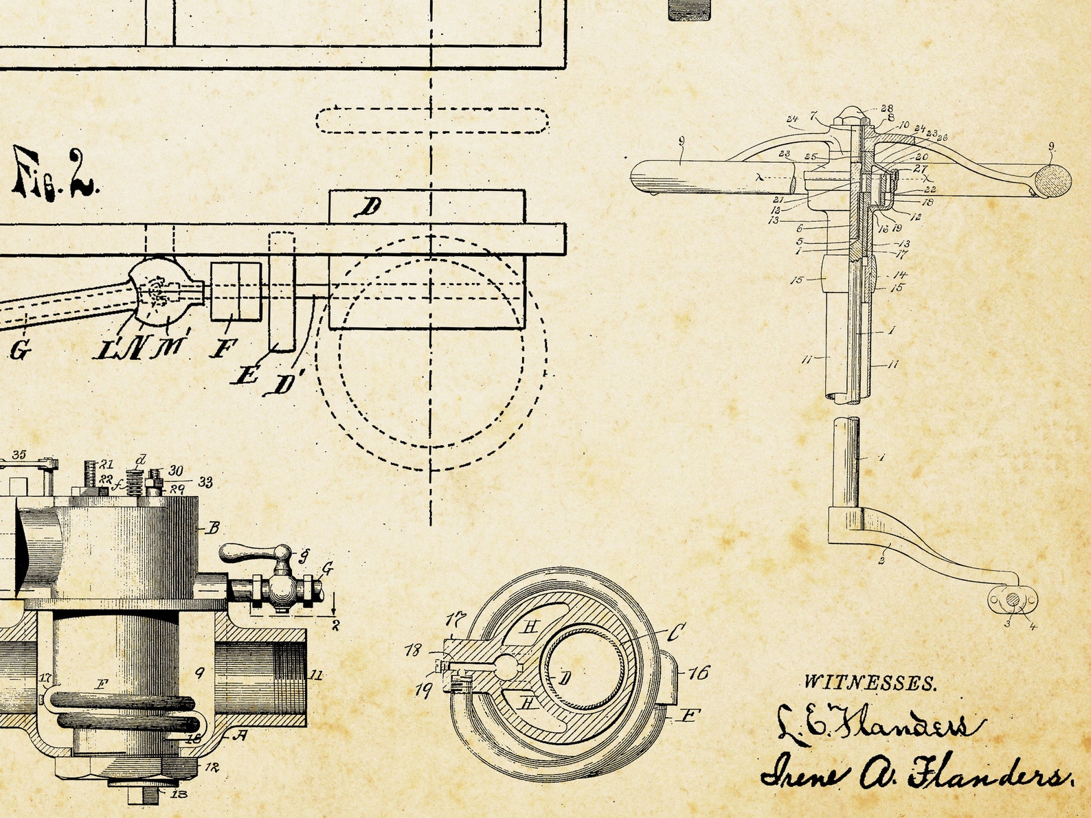 Ford Model T Patent Art Poster: Automobilia Blueprint, Engine Diagram ...
