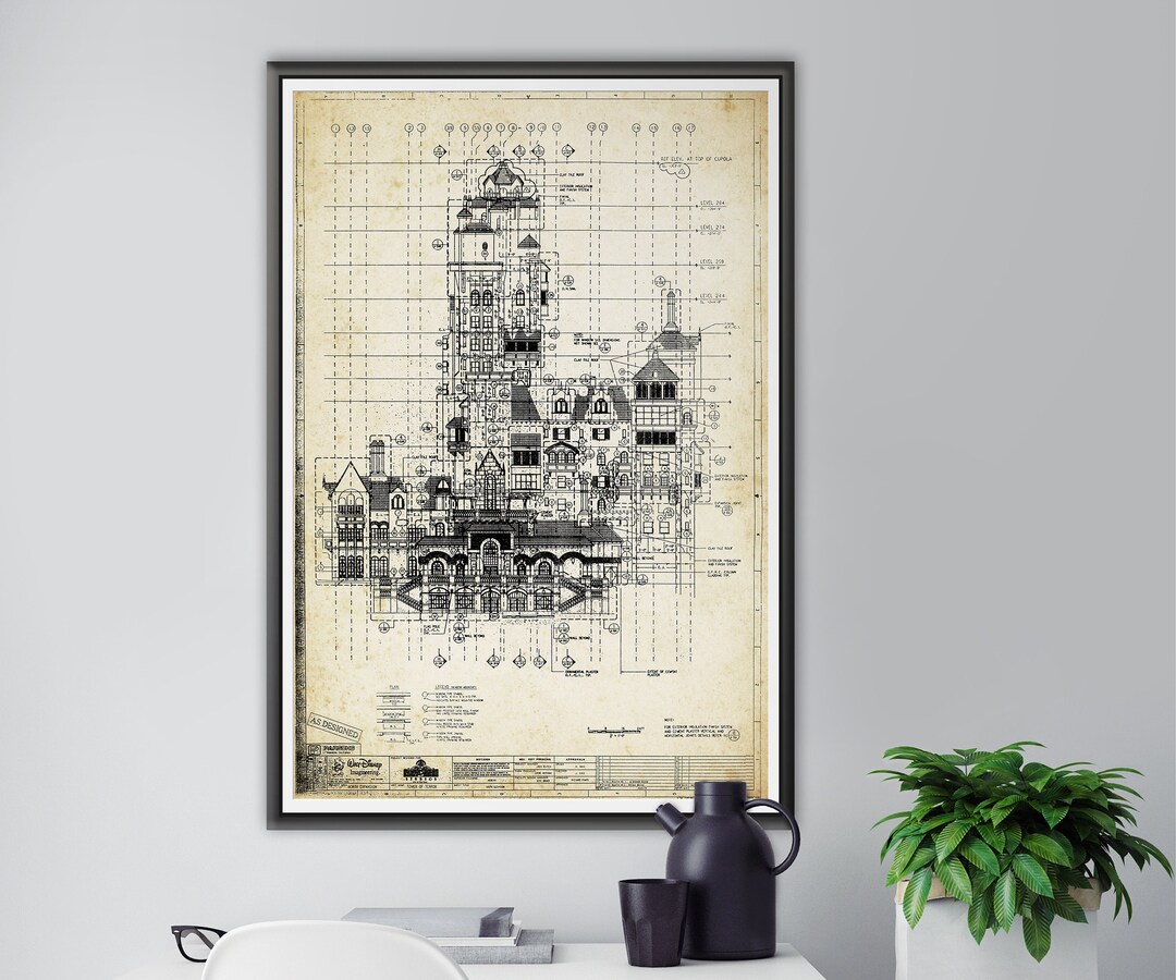 Tower of Terror MGM Studios Vintage Blueprint Art - (up to 24" X 36 ...
