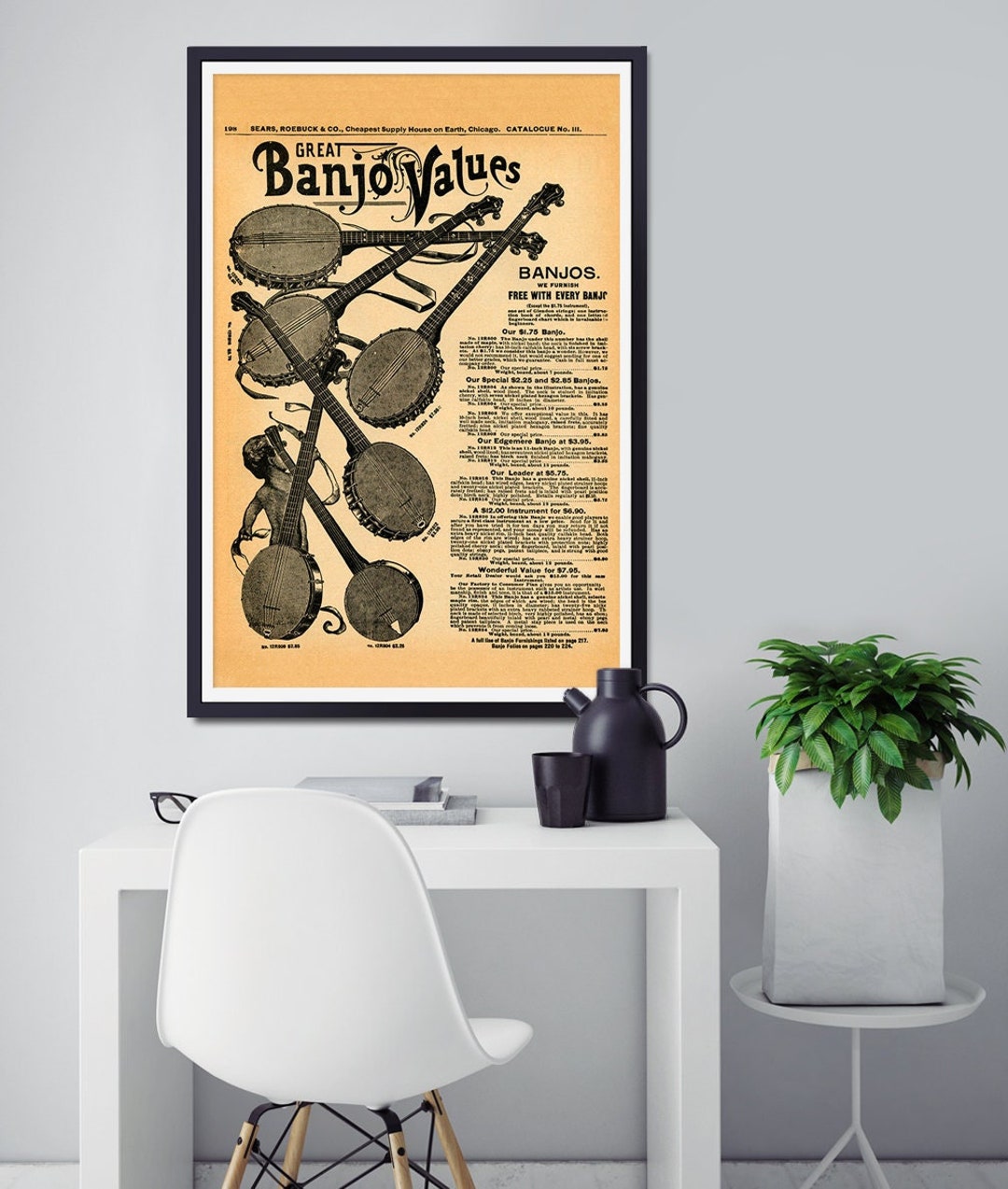 Vintage Banjo Poster: Sears Catalogue Art Print - Etsy